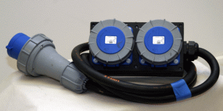 63a Single Phase Splitter to 2 63a Sockets, Viking Lighting